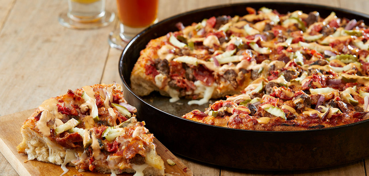 Cheeseburger Pizza (Online Exclusive) 50% Off Any Large Deep Dish or ...